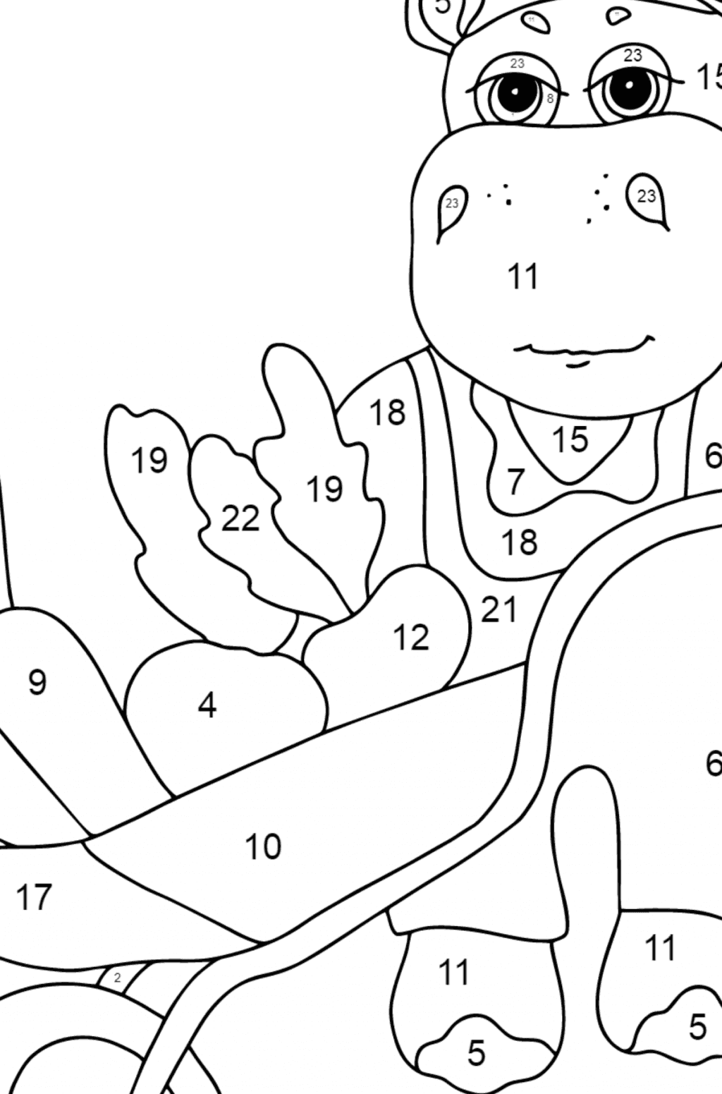 Hippo in the garden coloring page ♥ Online and Print for Free!