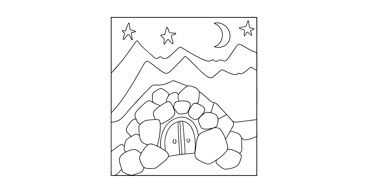 Kolorowanka Jaskinia Ali Baby | Coloring-for-Kids.com