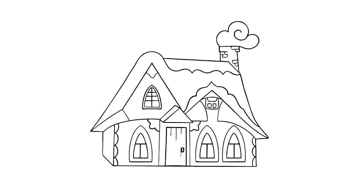 Desen de colorat casa de basm (dificil) ♥ Online și Imprimați!
