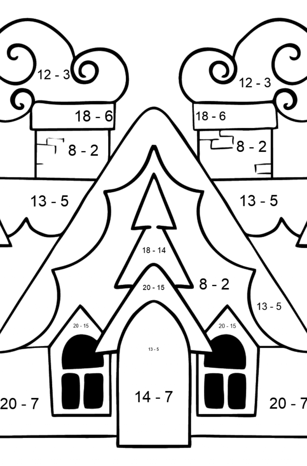 Kolorowanka Magiczny dom (trudna) | Coloring-for-Kids.com