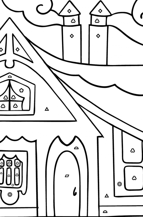 Tegning til farvning smukt hus (let) ♥ Online og Print gratis!
