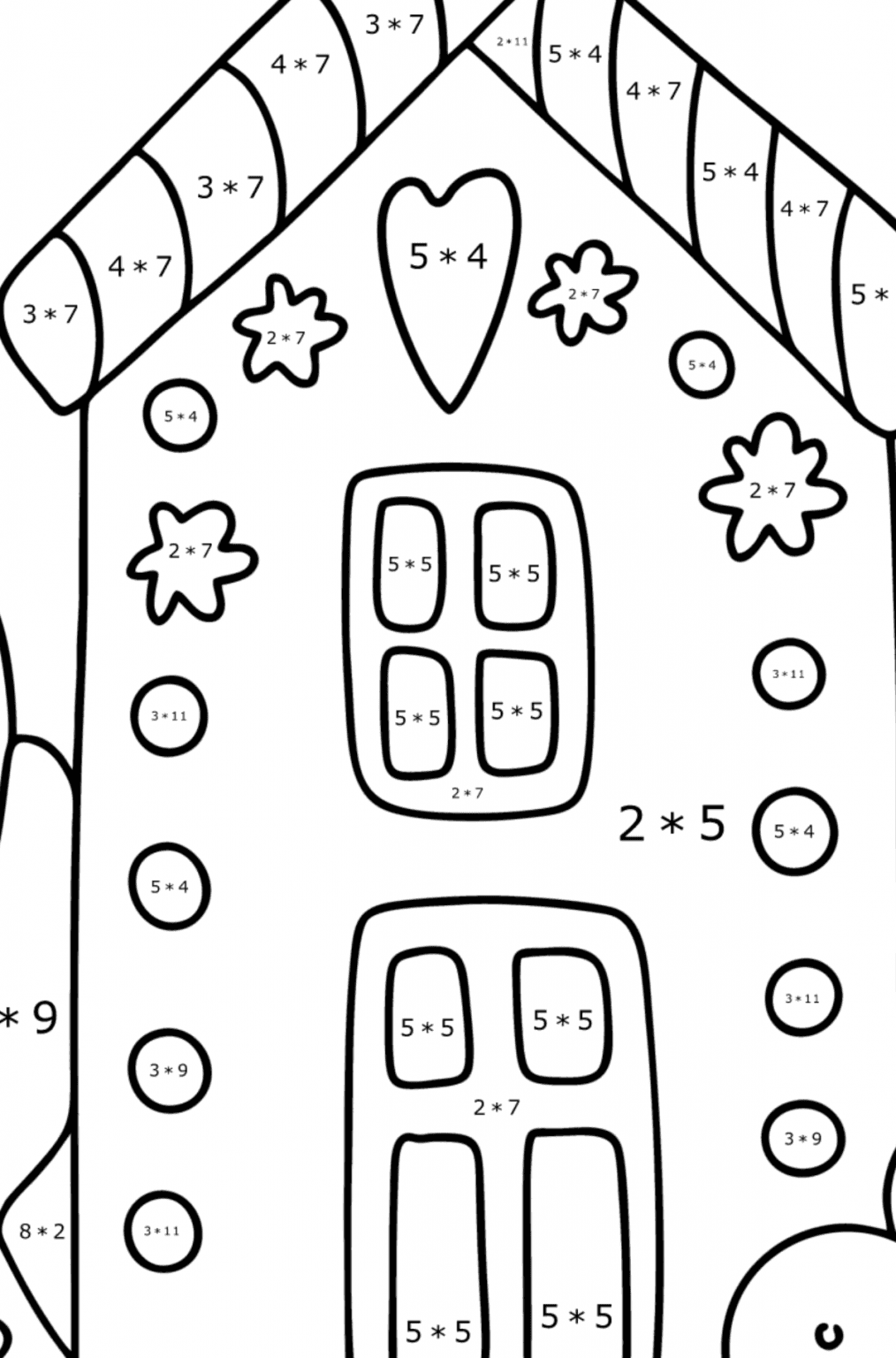 Easy gingerbread house coloring page ♥ Online and Print for Free!