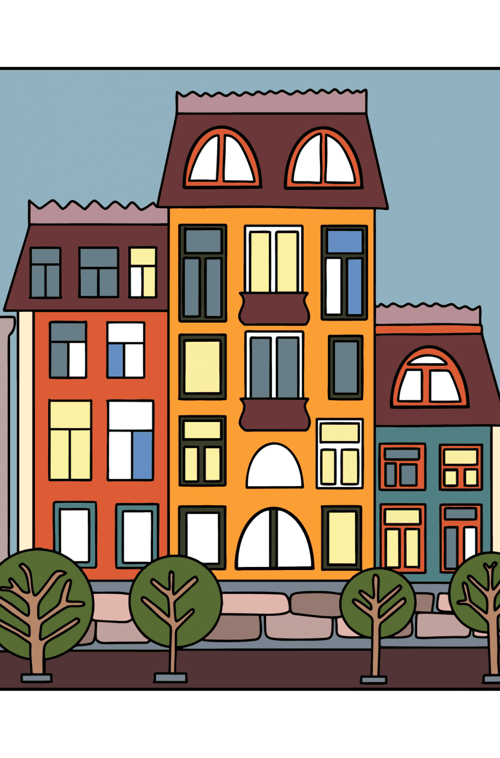 Rainbow House Coloring Page (difficult) ♥ Online and Print for Free!
