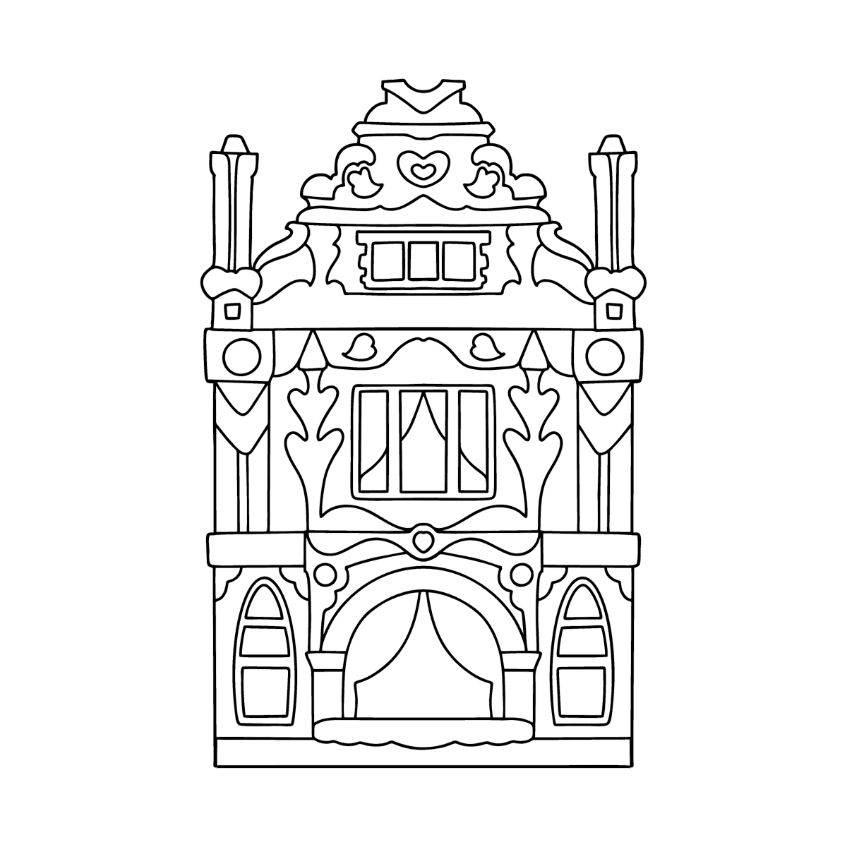 Mewarnai gambar rumah dua lantai - Online dan Cetak Gratis!