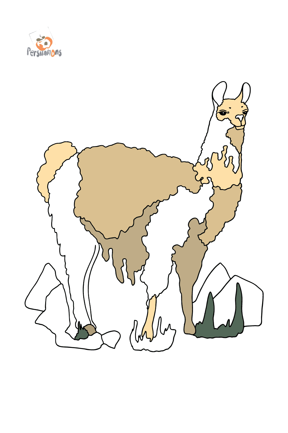 Coloring Page - A Lama is Looking Haughtily ♥ Online for Free!
