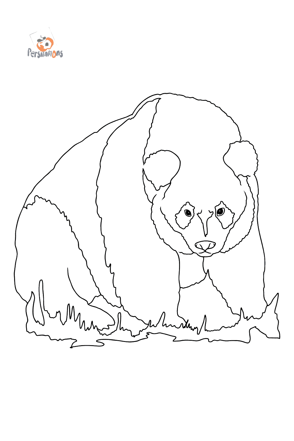 Tegning til farvning blid panda (let) ♥ Online og Print gratis!