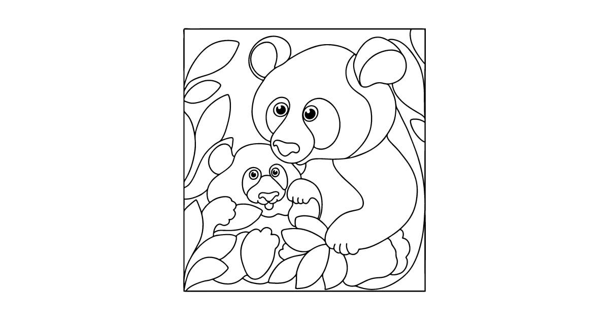 Boyama sayfası yavrusu olan dev panda | Coloring-for-Kids.com