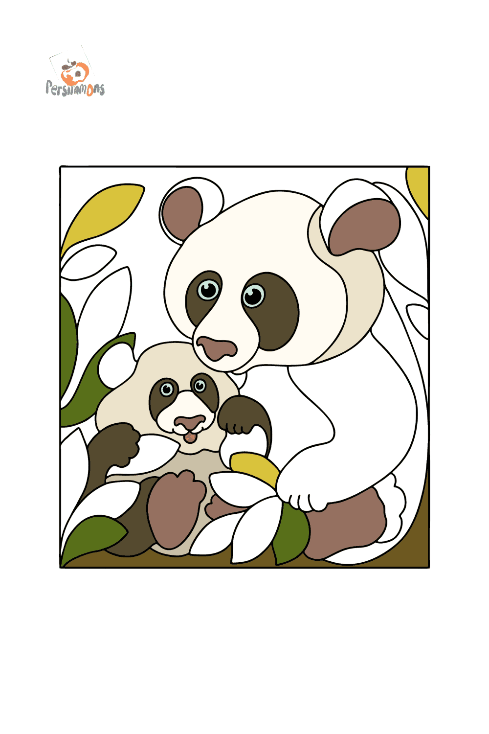 Desen de colorat panda uriaș cu un pui ♥ Online și Imprimați Gratuit!