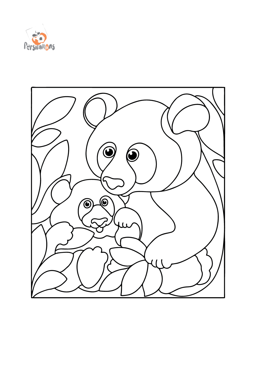 Desen de colorat panda uriaș cu un pui ♥ Online și Imprimați Gratuit!