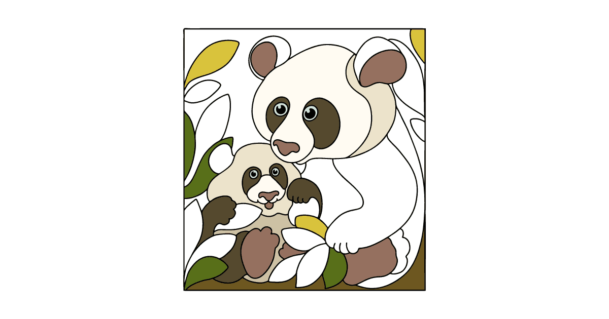 Boyama sayfası yavrusu olan dev panda | Coloring-for-Kids.com