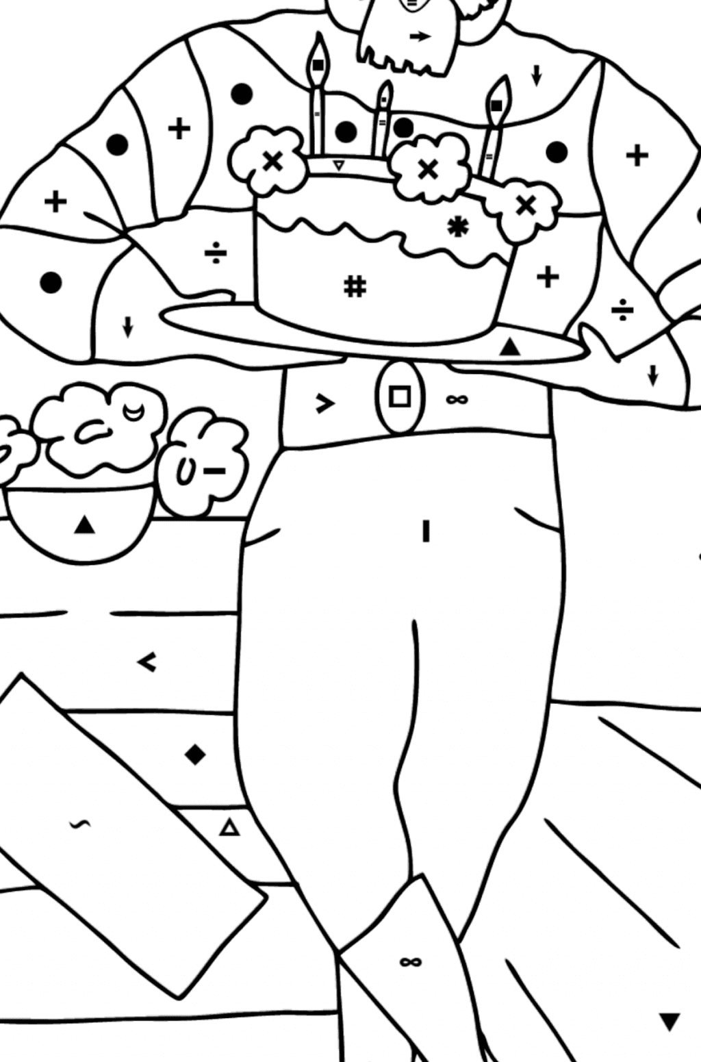 Online Coloring Page - A Pirate is Celebrating his Birthday