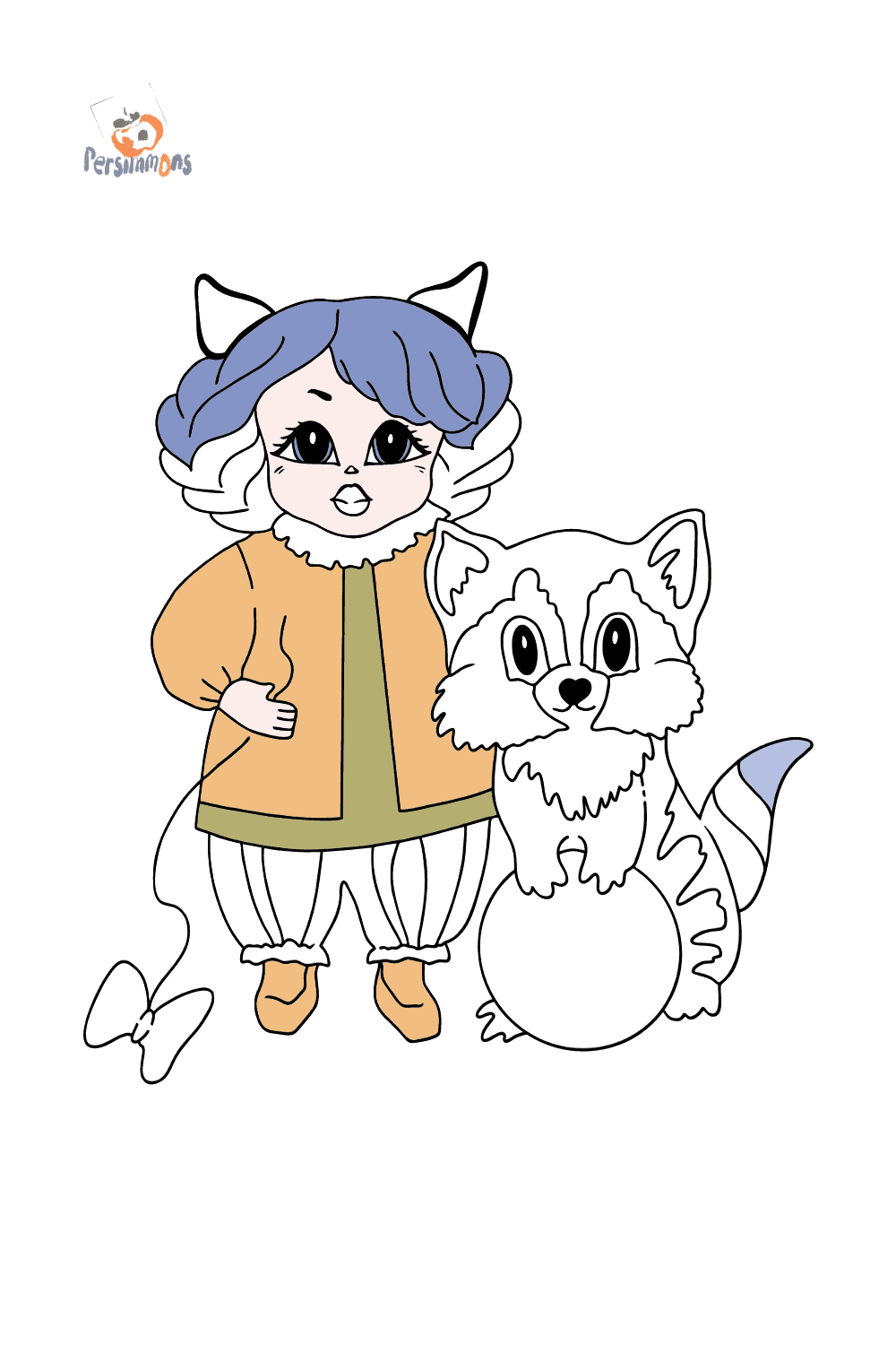 Princess and raccoon coloring page ♥ Online and Print for Free!