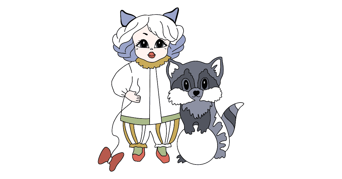 Princess and raccoon coloring page (difficult) ♥ Online and Print!