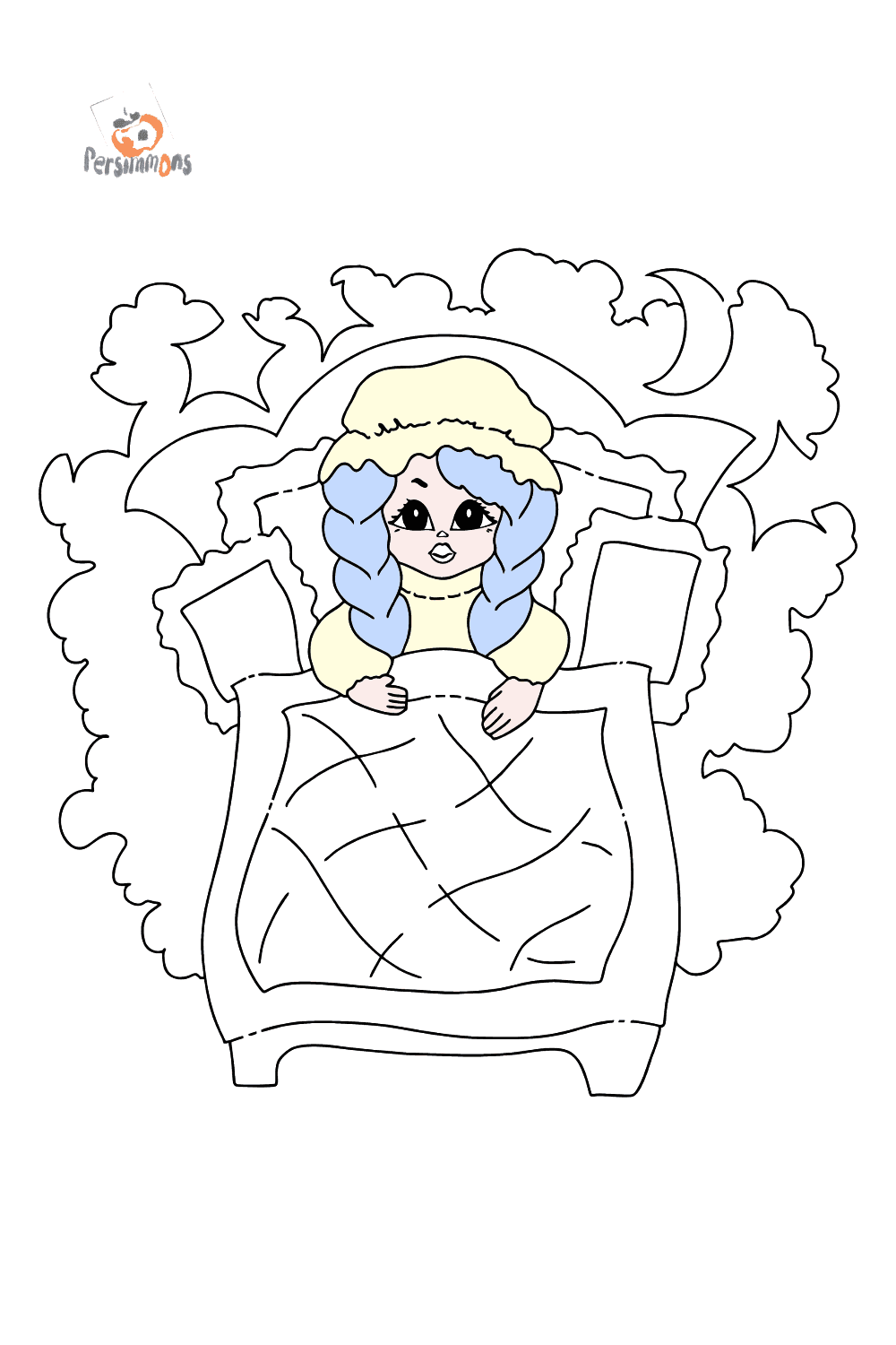 Kind princess coloring page (simple) ♥ Online and Print for Free!