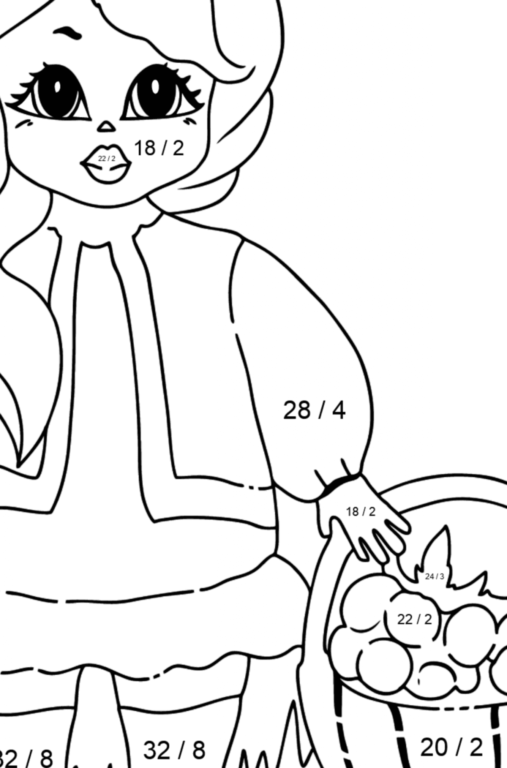 Cute princess coloring page (simple) ♥ Online and Print for Free!