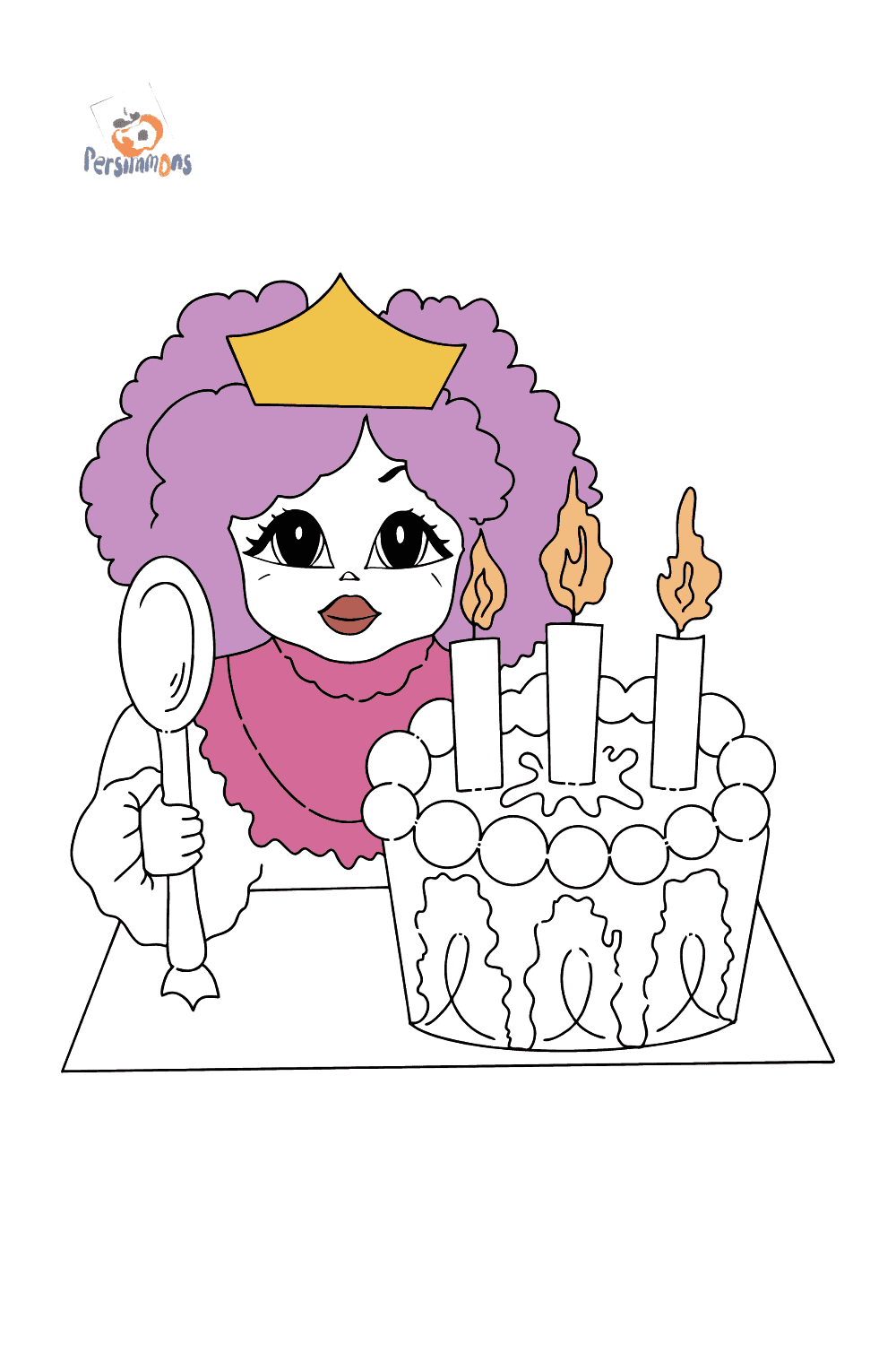 Prosta zabawna kolorowanka Księżniczka | Coloring-for-Kids.com