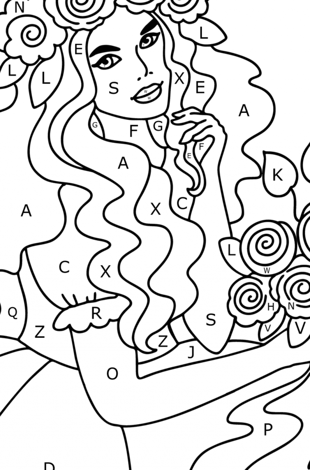 Mewarnai gambar Putri bunga - Online dan Cetak Gratis!