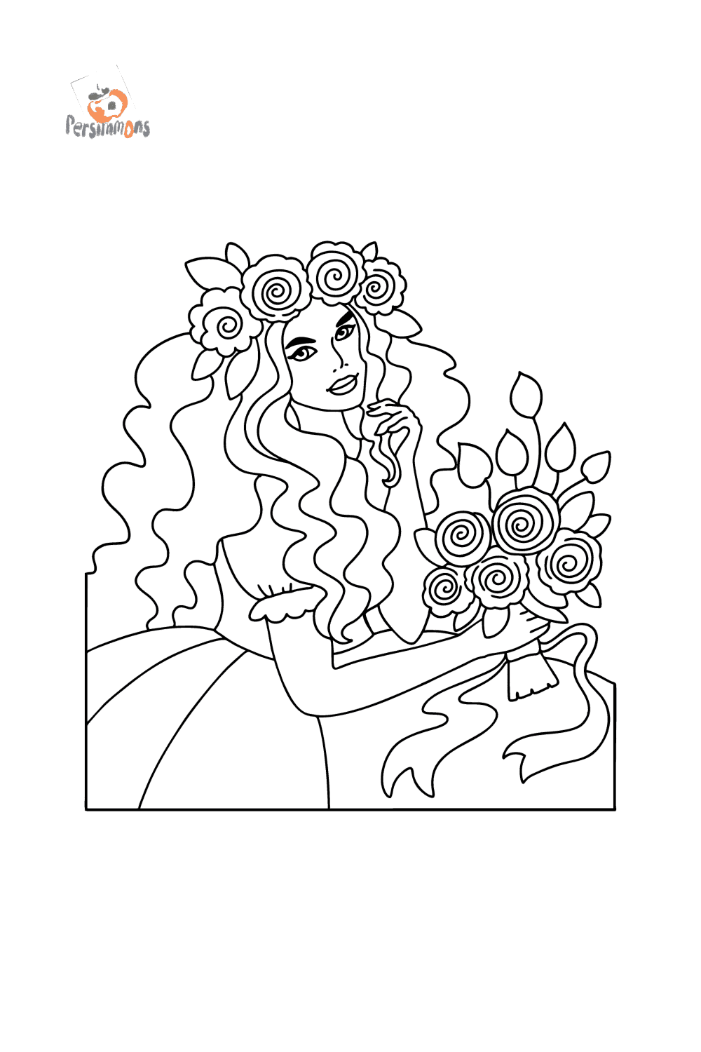 Flower princess сoloring page ♥ Online and Print for Free!