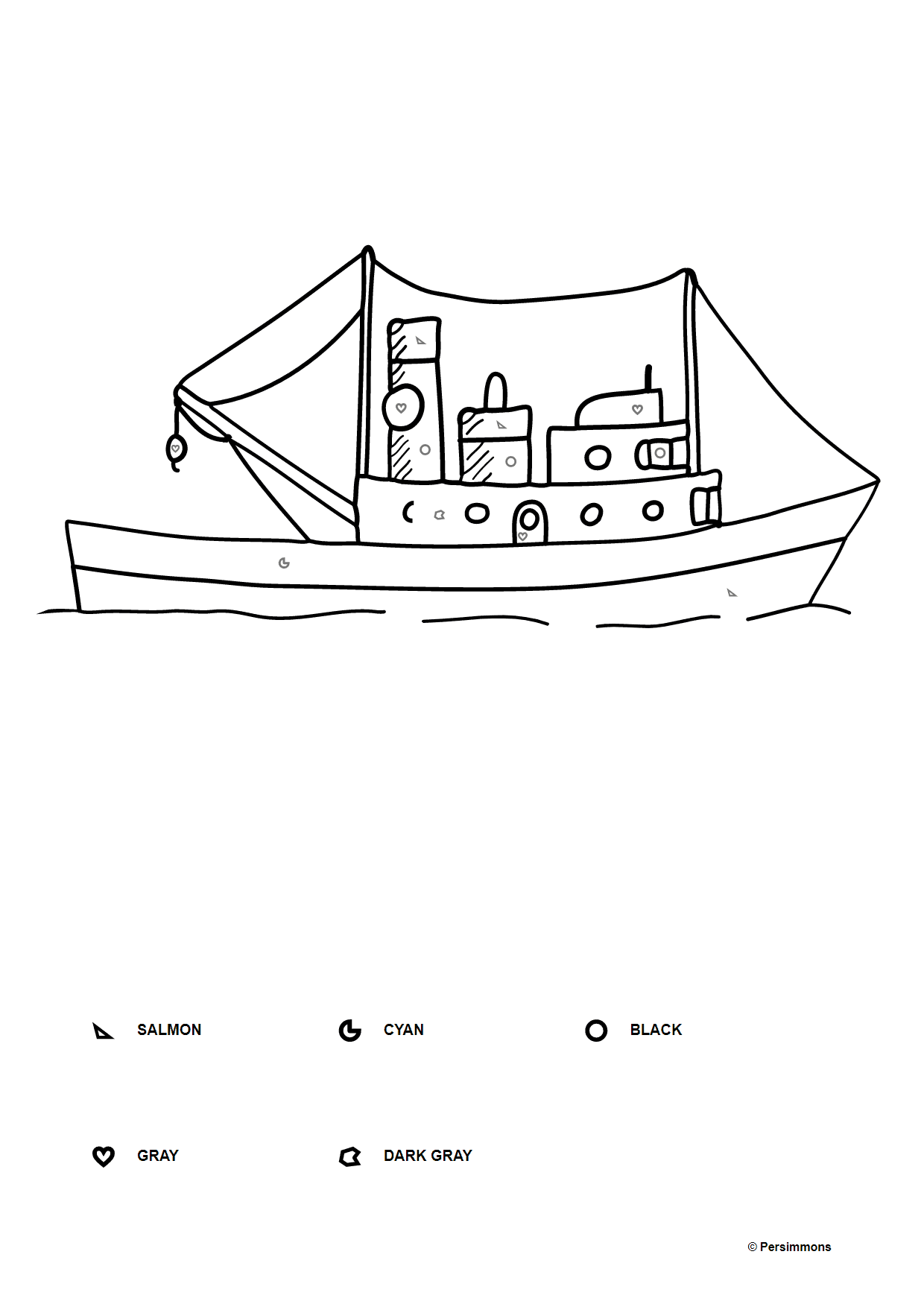 Coloring Page - A Cargo Ship - Print For Free ♥