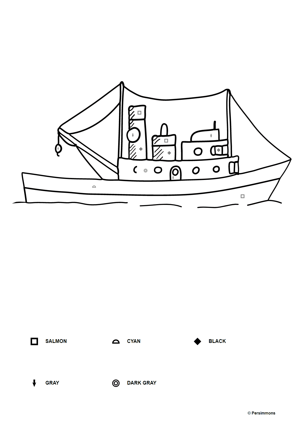 Coloring Page - A Cargo Ship - Print For Free ♥