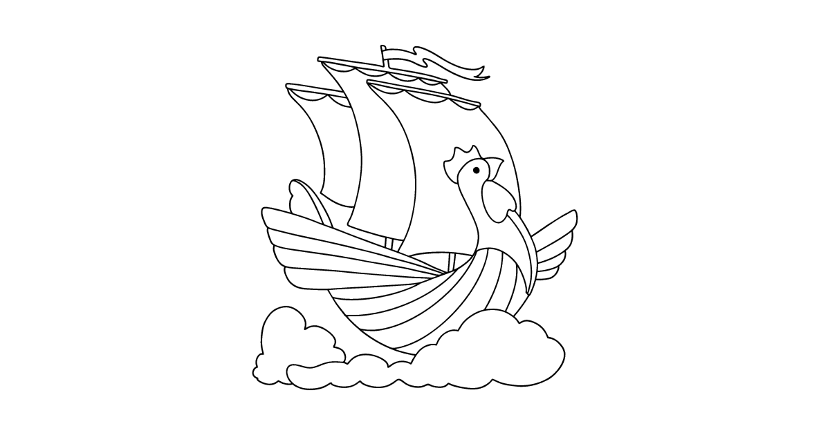 Vliegend schip kleurplaat - Online en uitprinten is gratis!