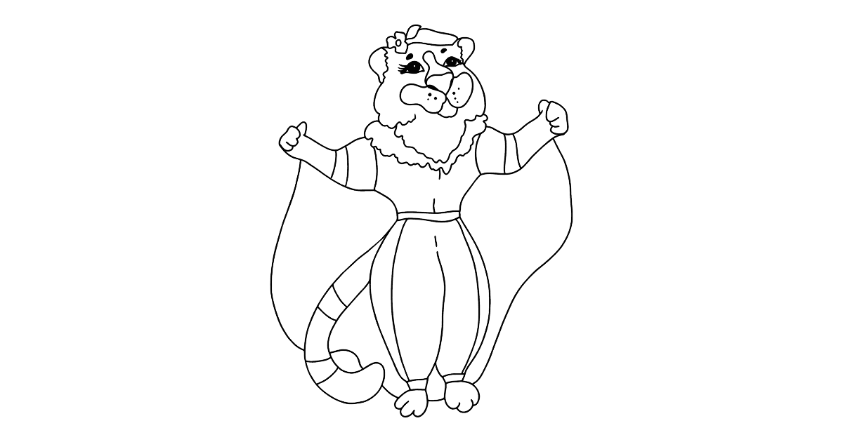 Coloring Page - A Skillful Tigress with a Jump Rope - Download and Print