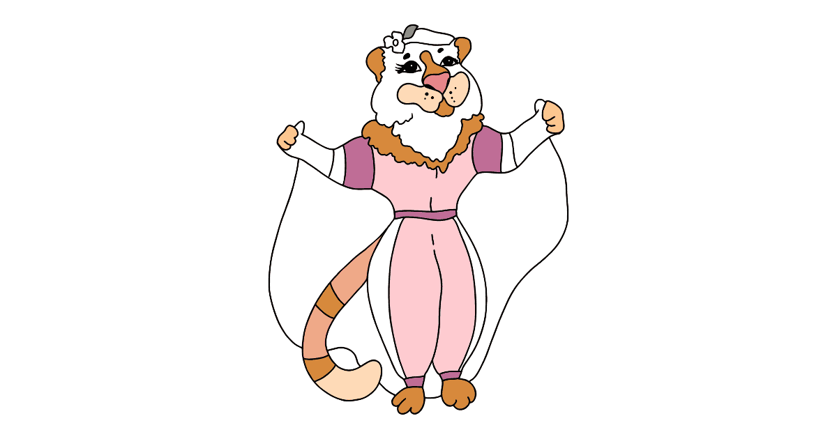 Coloring Page - A Skillful Tigress with a Jump Rope - Download and Print