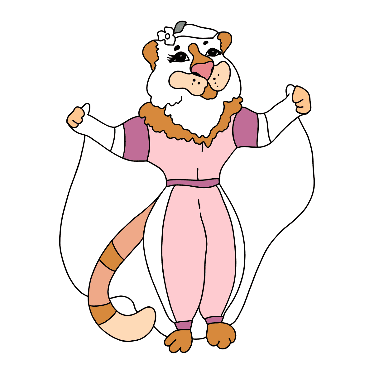 Coloring Page - A Skillful Tigress with a Jump Rope - Download and Print