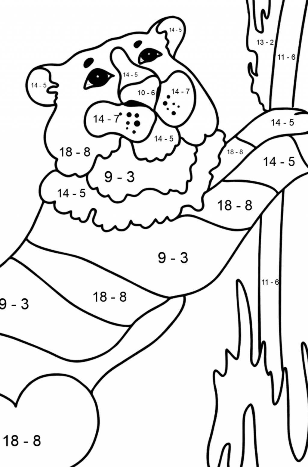 Online Coloring Page - A Tiger is Jumping