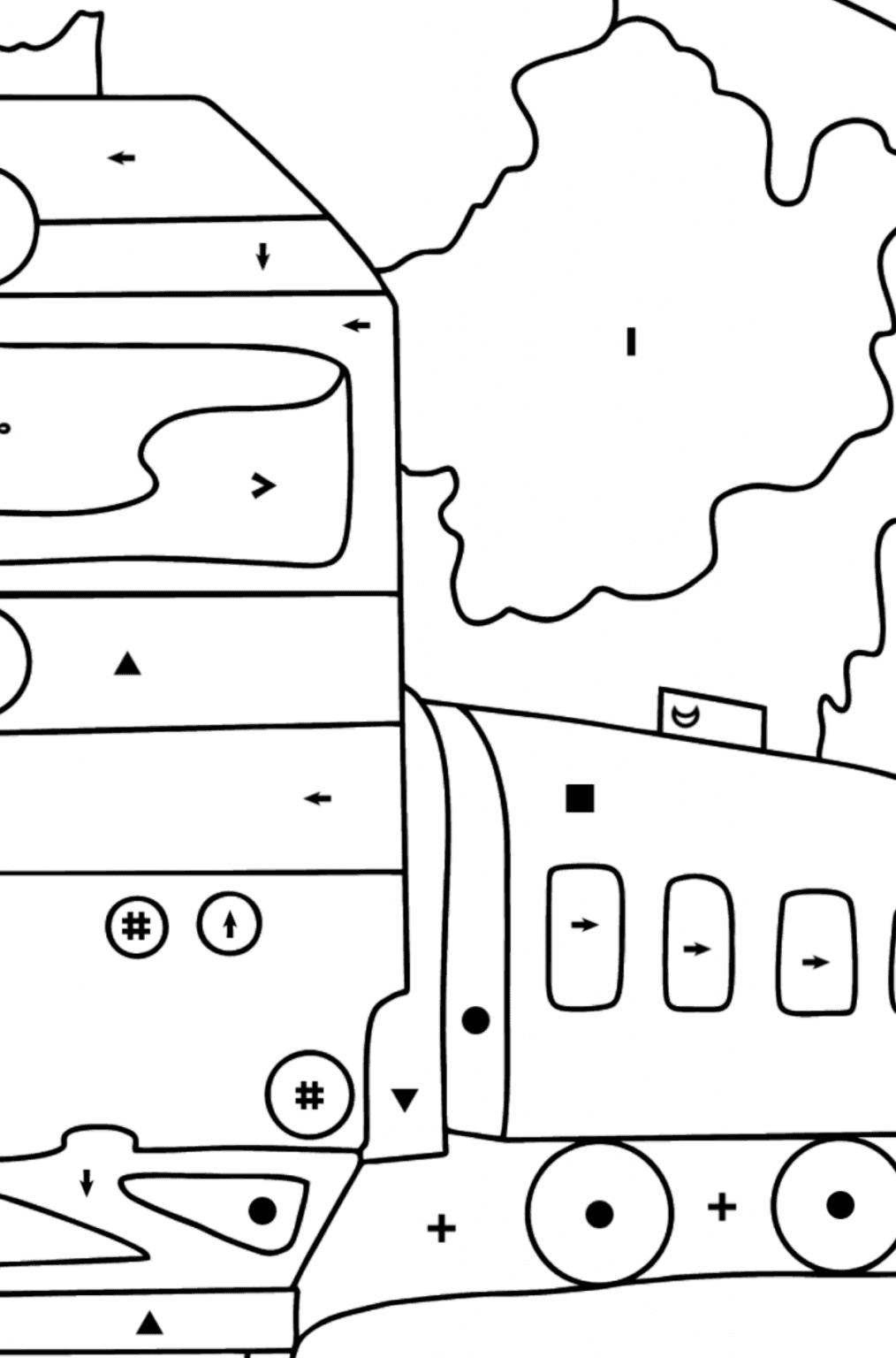 Mewarnai gambar kereta api dengan gerobak - Online dan Cetak Gratis!