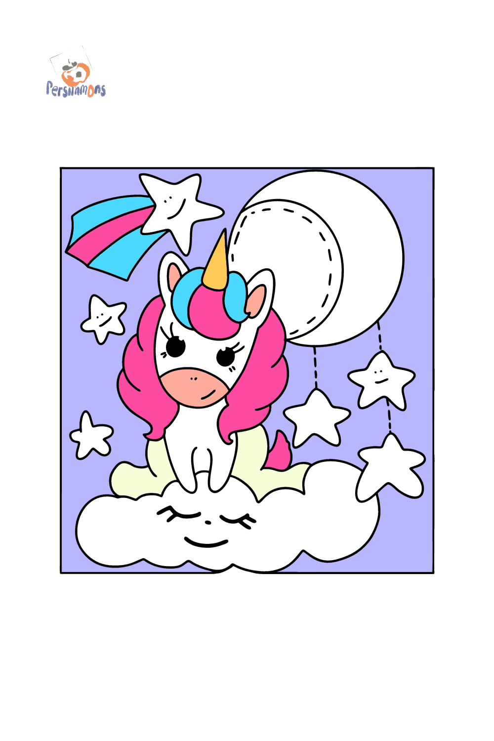 unicorn on the moon coloring pages