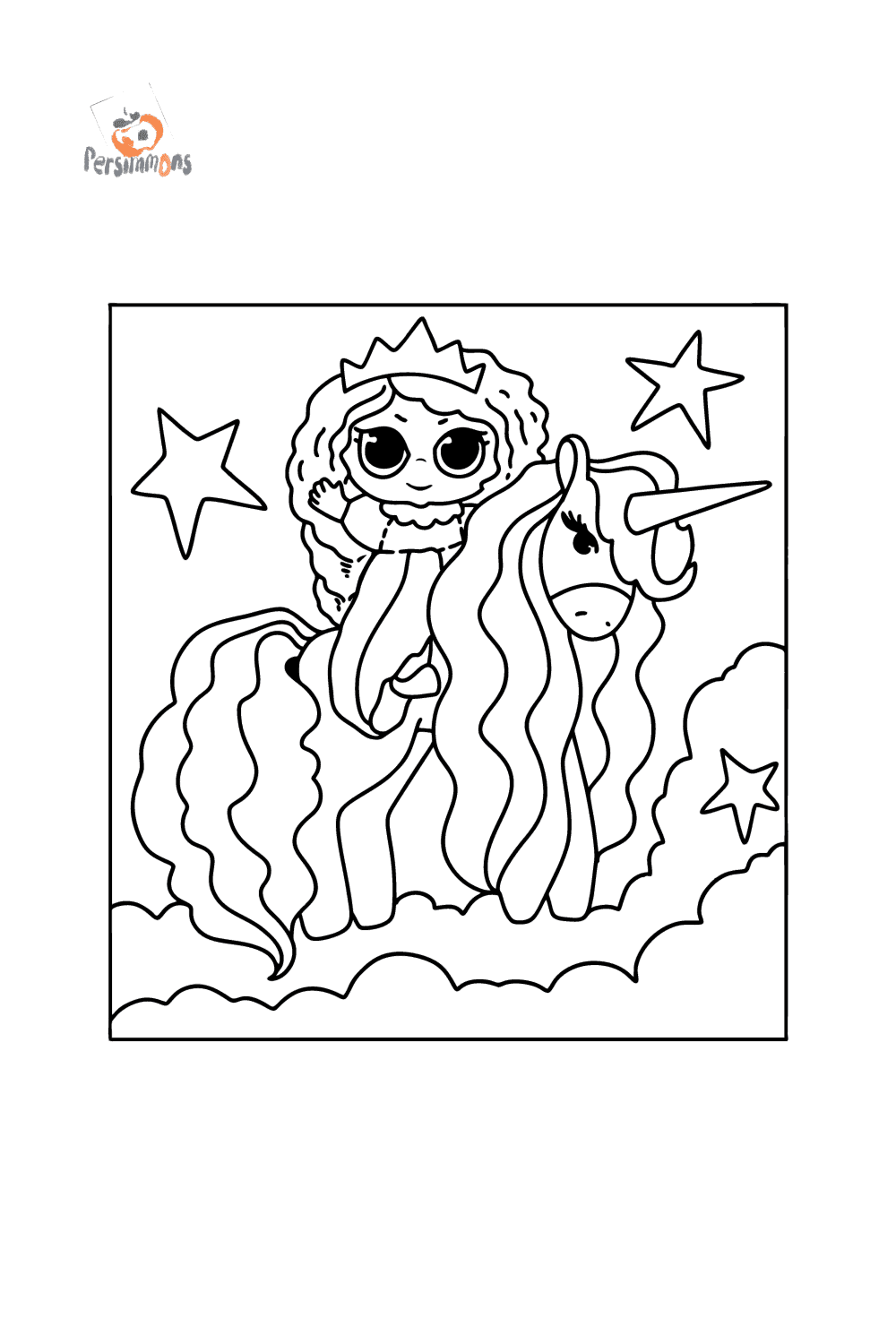 princess and unicorn coloring pages