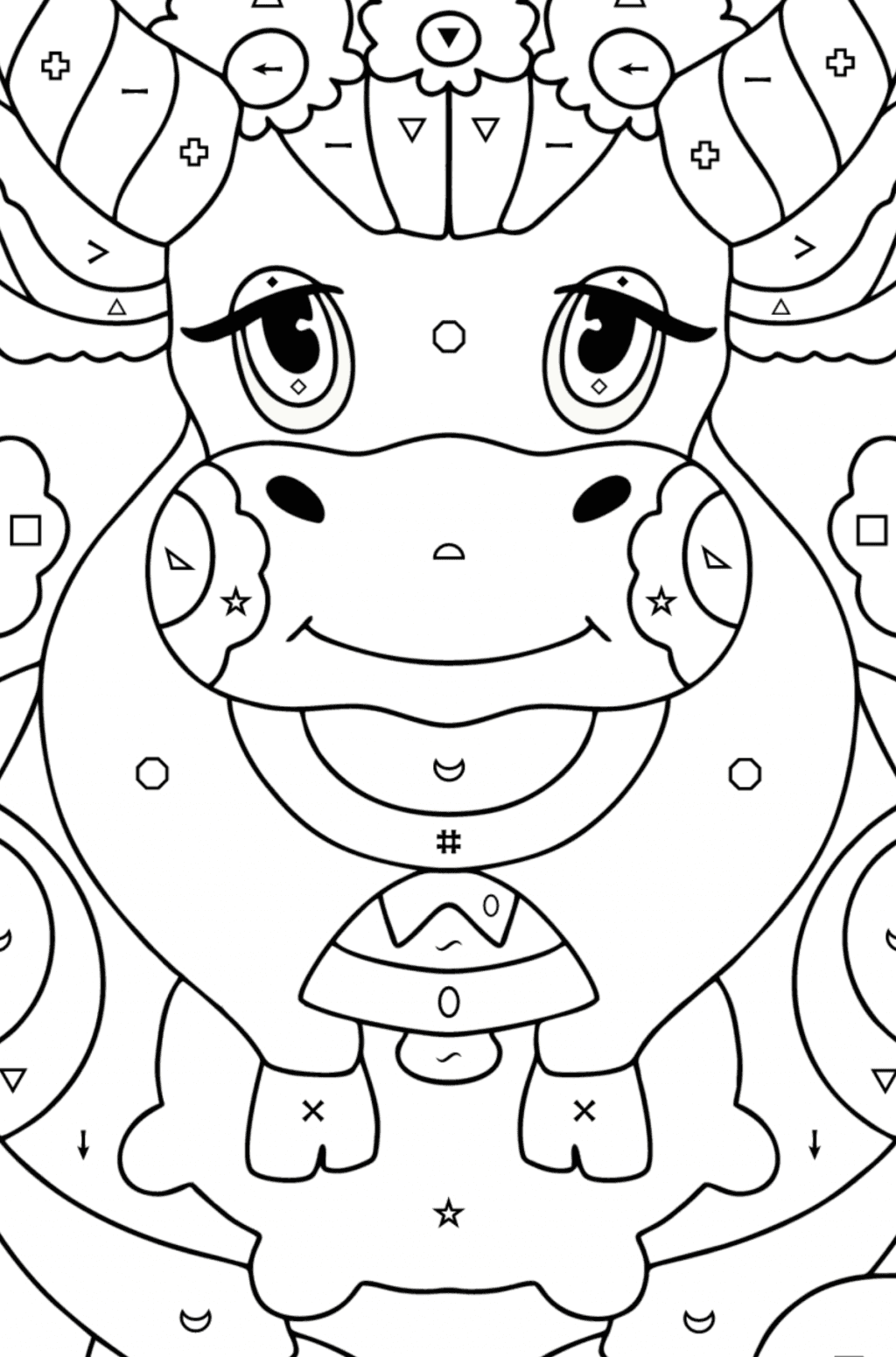 Omalovánka Antistresová kráva ♥ Online a Tisk zdarma pro děti!