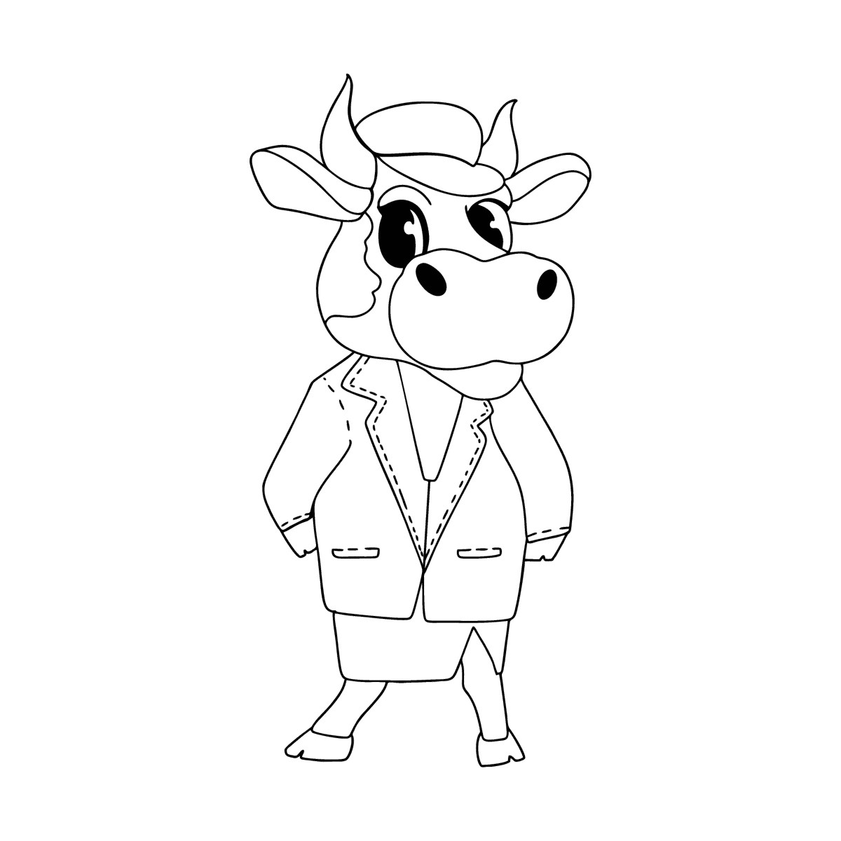 Mewarnai gambar sapi kartun - Online dan Cetak Gratis!