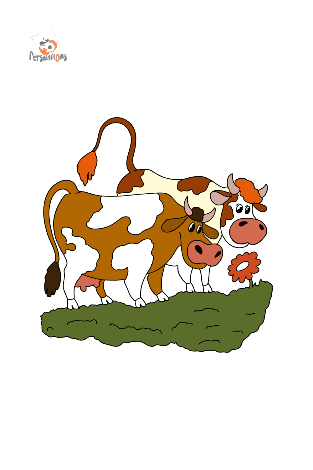 Two cows in the meadow Coloring page ♥ Online and Print for Free!
