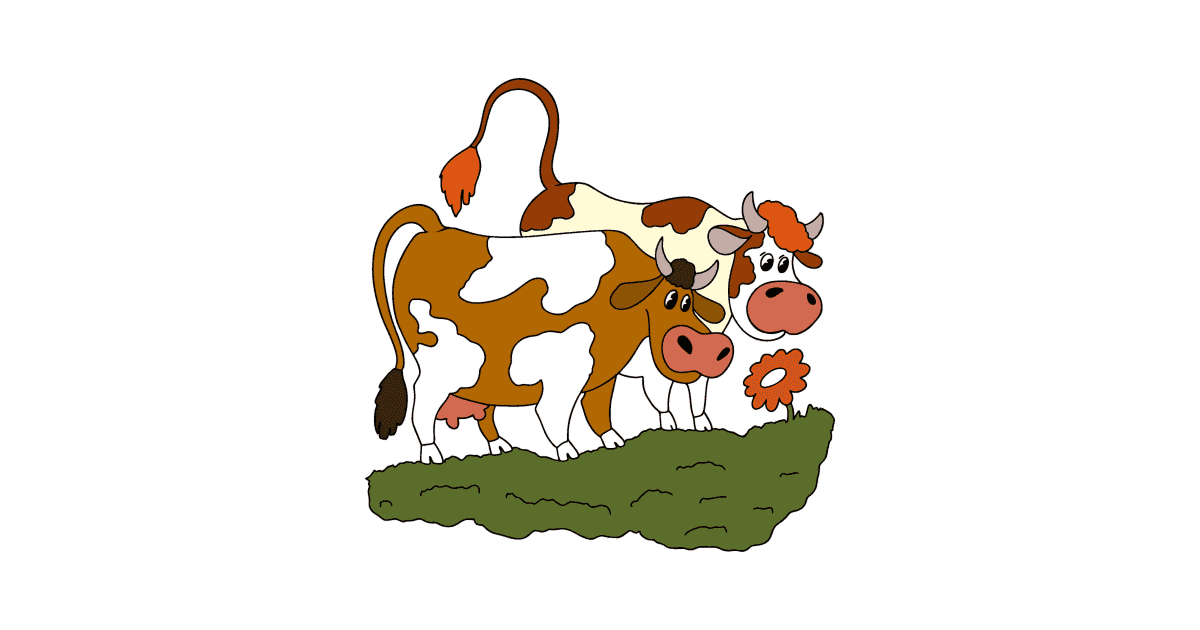 Two cows in the meadow Coloring page ♥ Online and Print for Free!