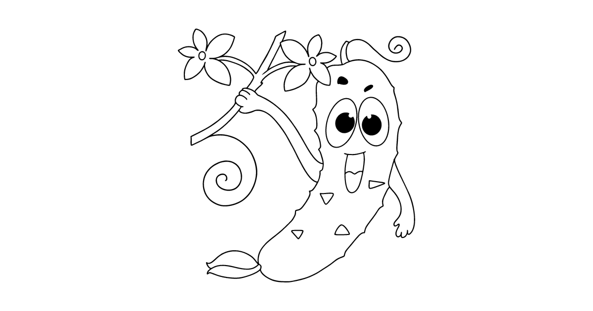 Cute Cucumber сoloring Page ♥ Online And Print For Free