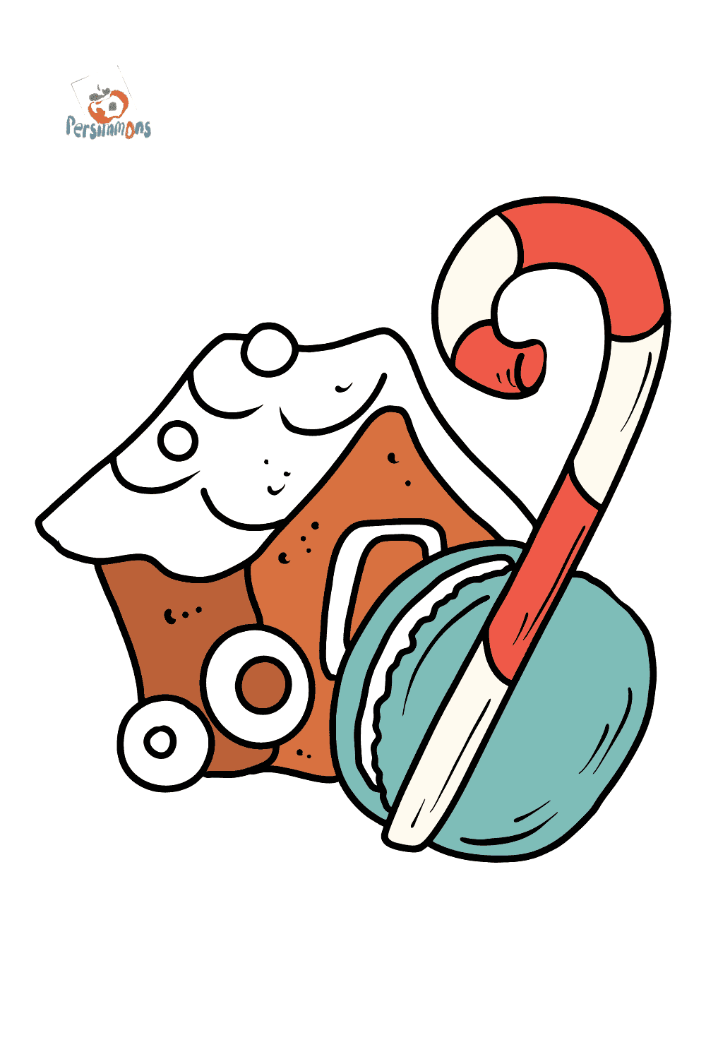 Desen de colorat bomboane de craciun ♥ Online și Imprimați Gratuit!