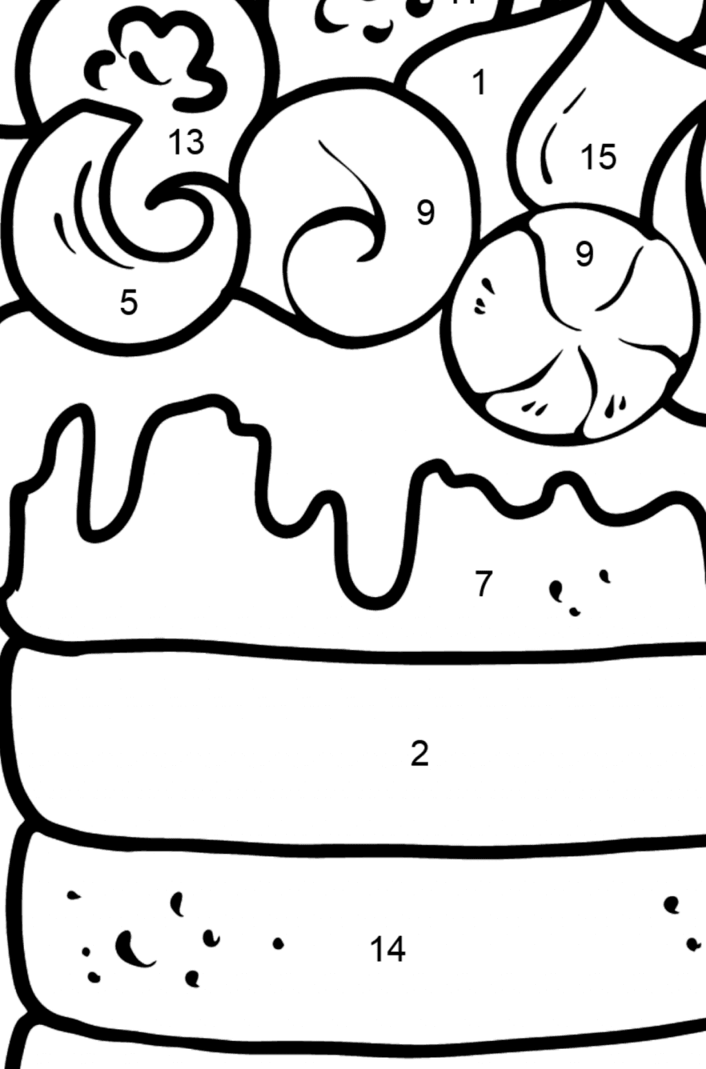 Cake coloring page ♥ Online, and Printable for Free!