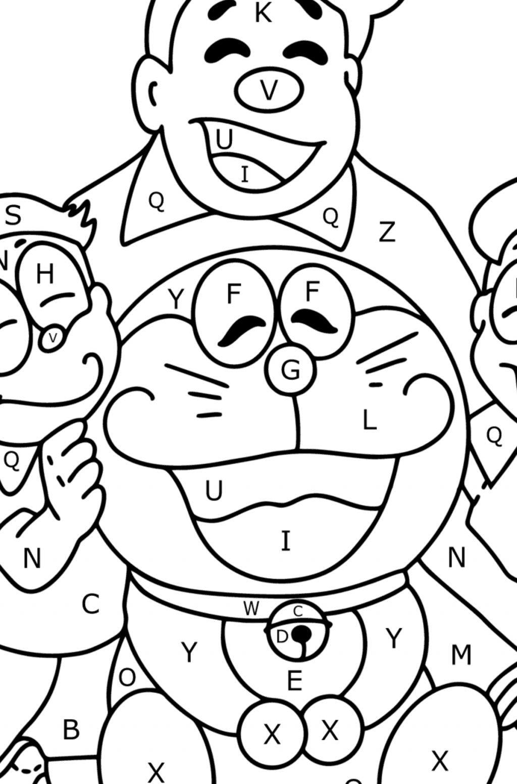 Disegno da colorare Famiglia Doraemon ♥ Online o stampare gratis!