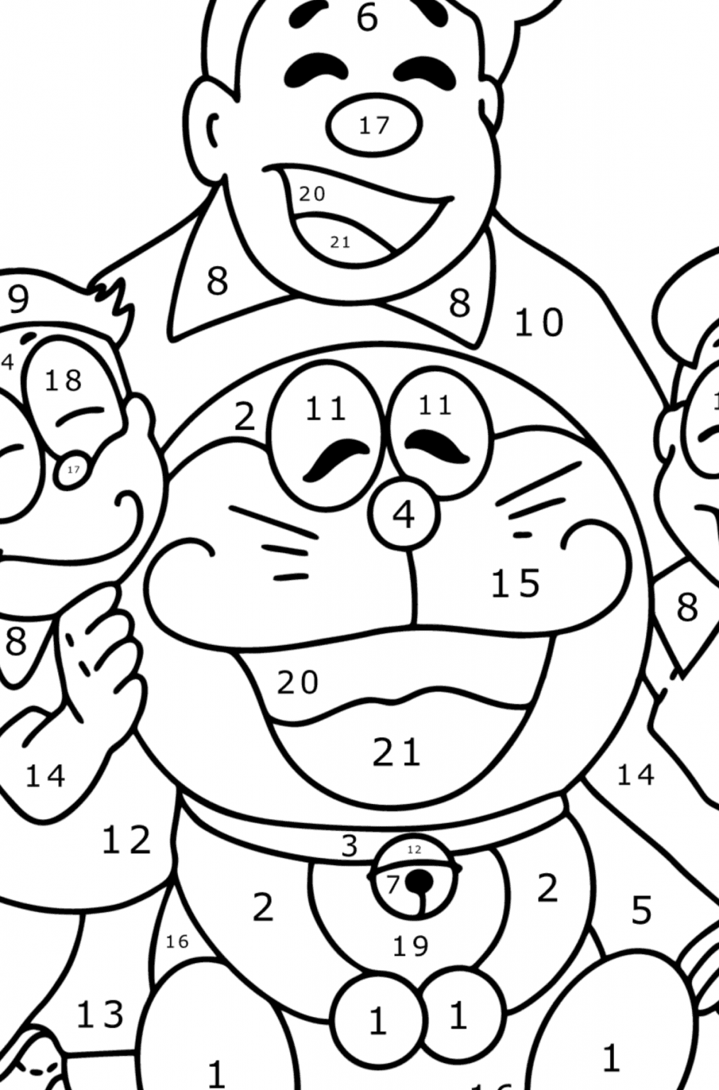 Doraemon family сoloring page ♥ Online and Print for Free!