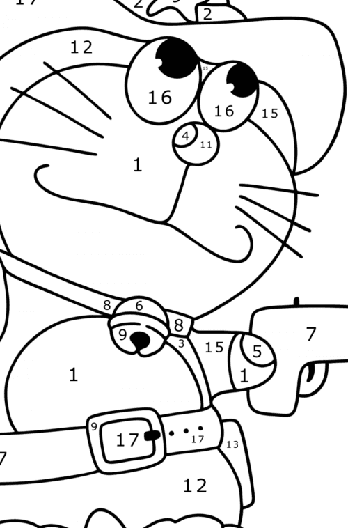 Boyama sayfası Doraemon şerif | Coloring-for-Kids.com