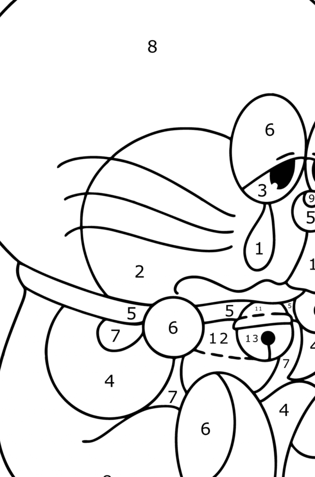 Desen de colorat Doraemon trist | Coloring-for-Kids.com