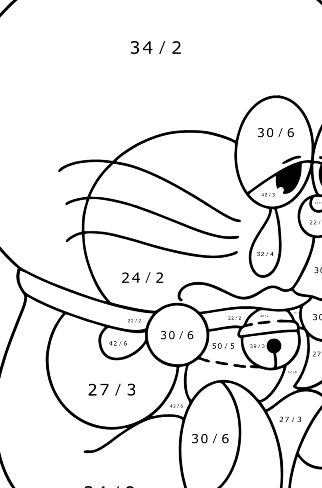 Sad Doraemon сoloring page ♥ Online and Print for Free!