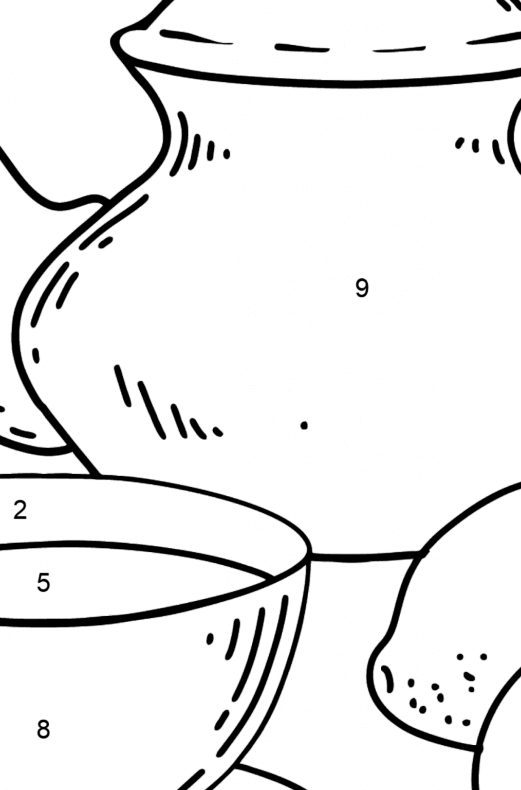 Tea Cup and Teapot coloring page ♥ Online or Printable for Free!