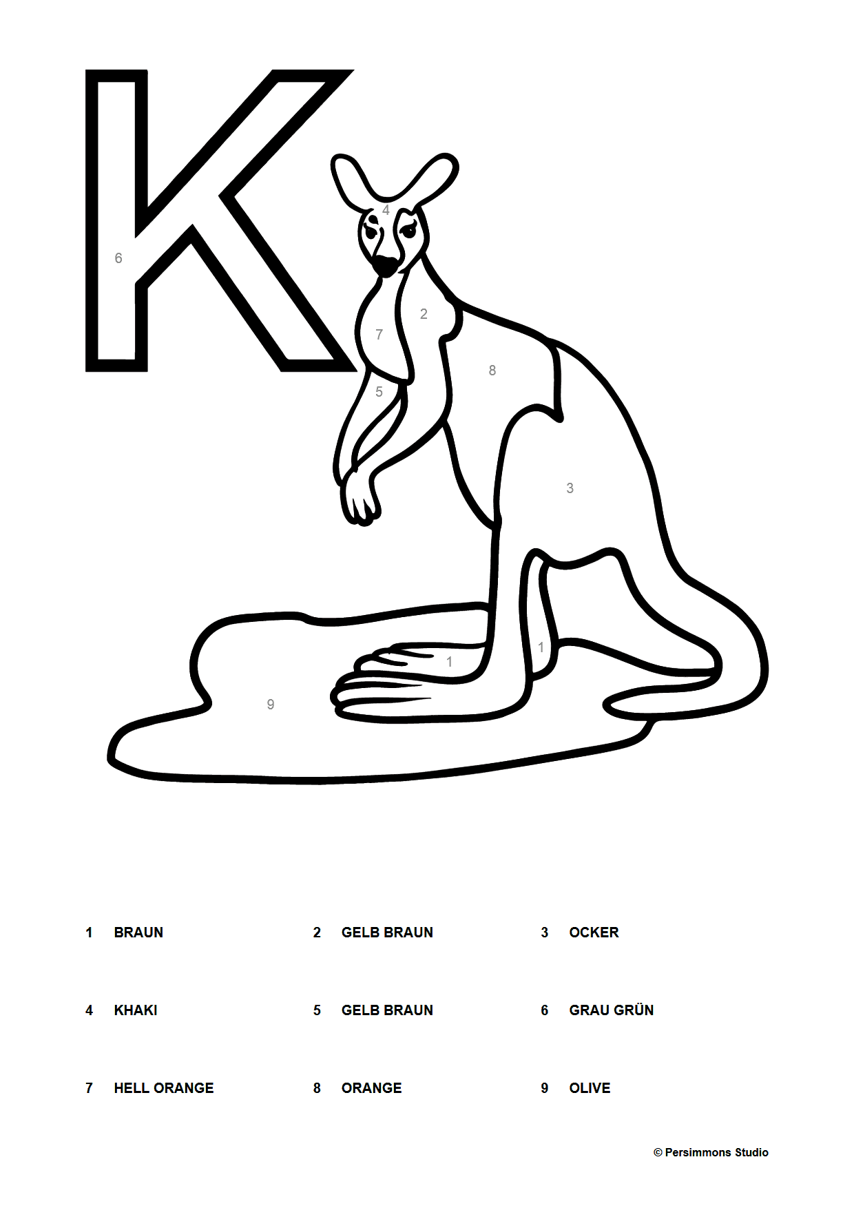 Ausmalbild Englischer Buchstabe K ♥ Kostenlos online
