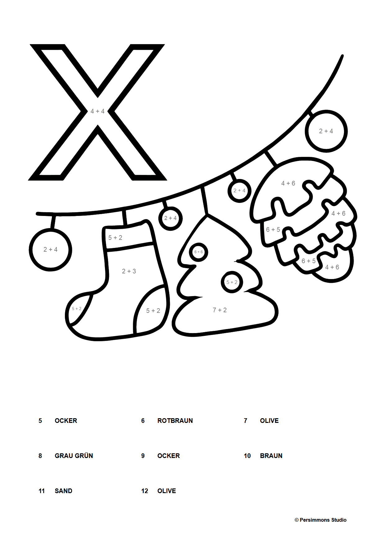 Ausmalbild Englischer Buchstabe X ♥ Kostenlos online