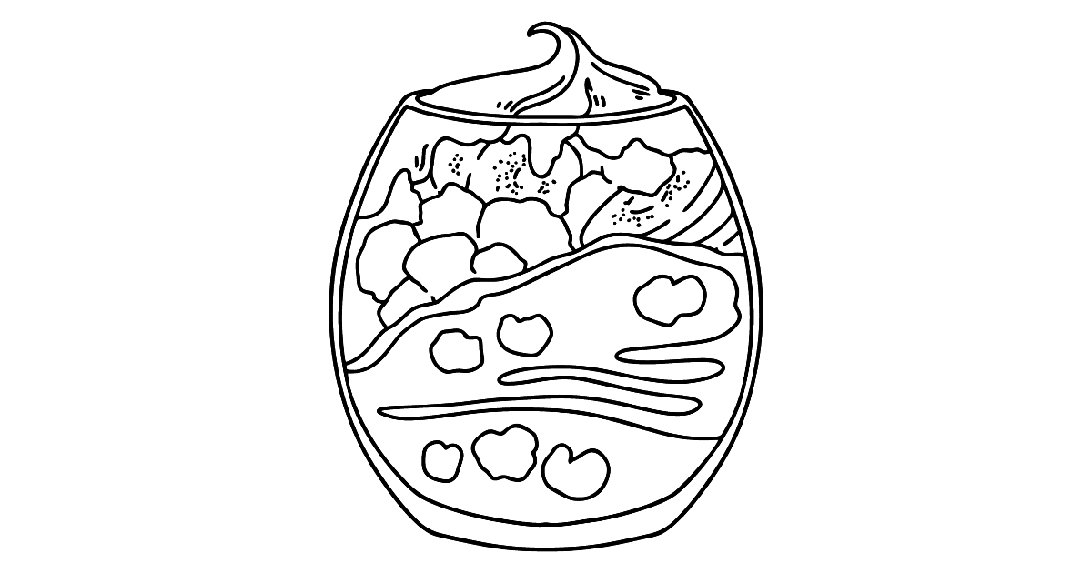 Cereal with Yogurt and Chocolate colouring page ♥ Online for Free!