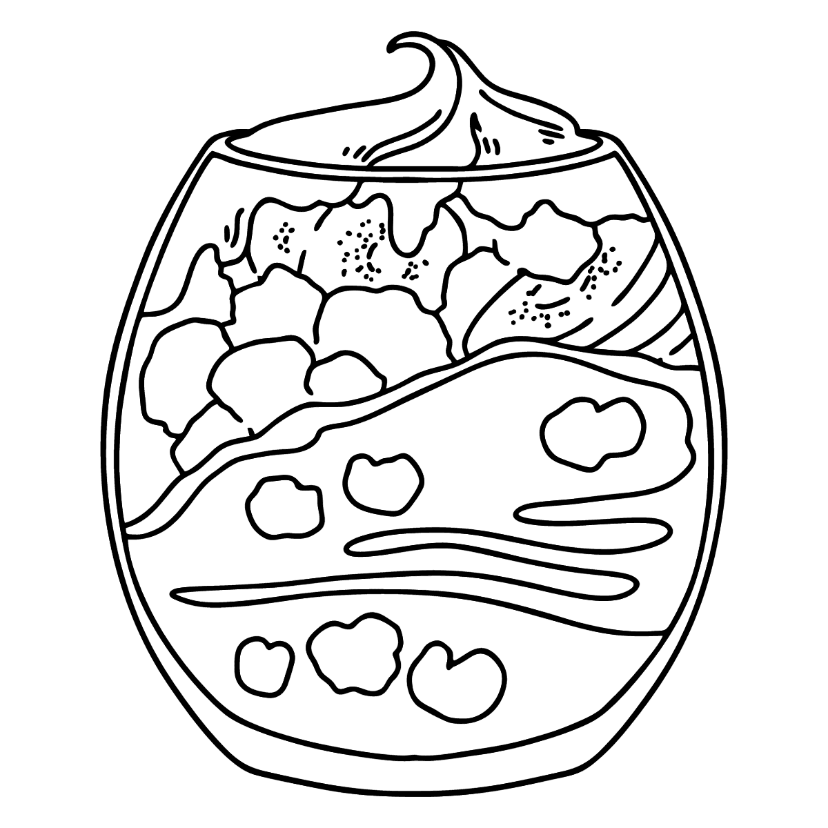 Ausmalbild Müsli mit Joghurt und Schokolade ♥ Drucken und Online!