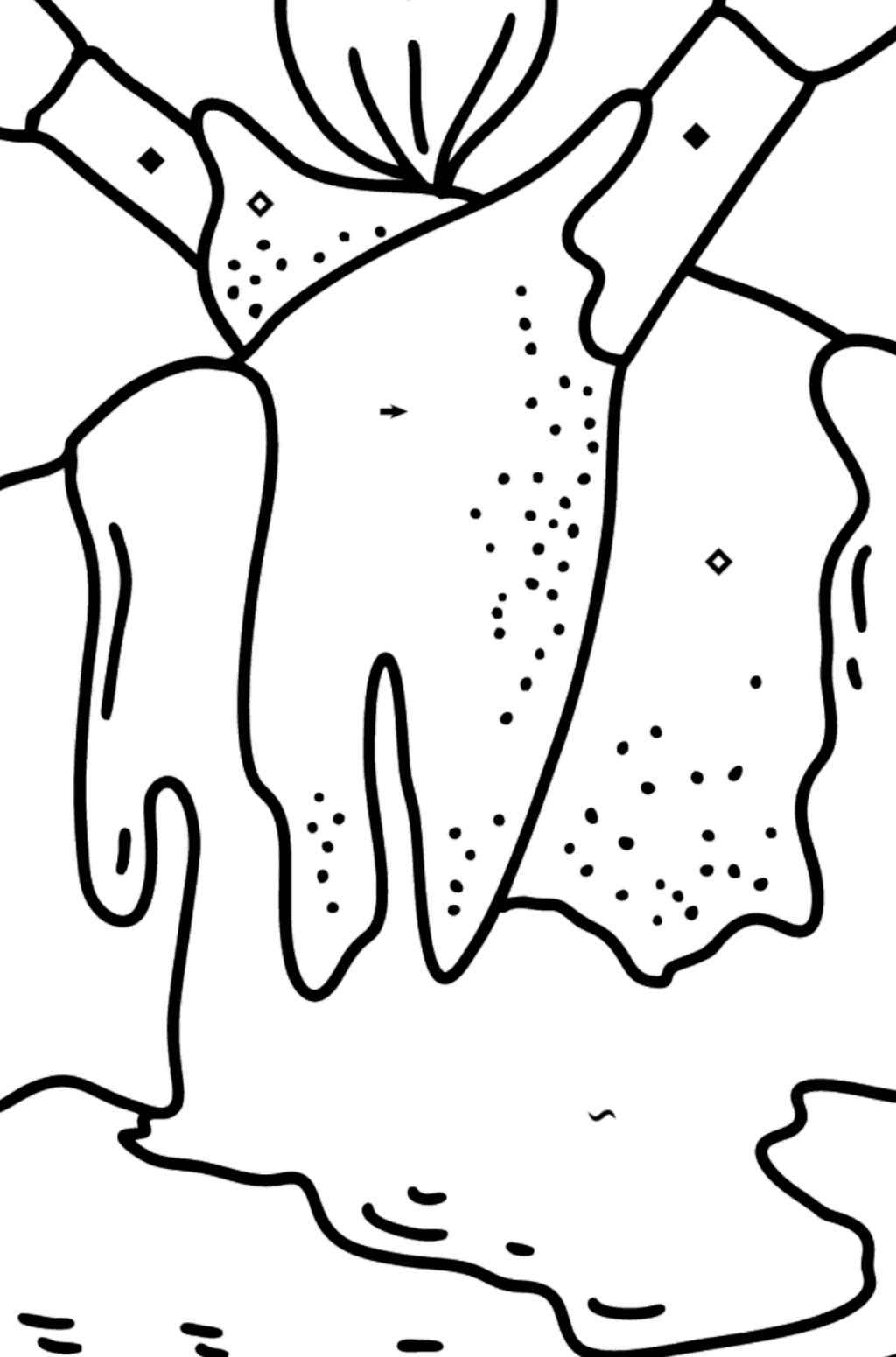 Tegning til fargelegging middag - stekt kylling ♥ Online og skrive ut